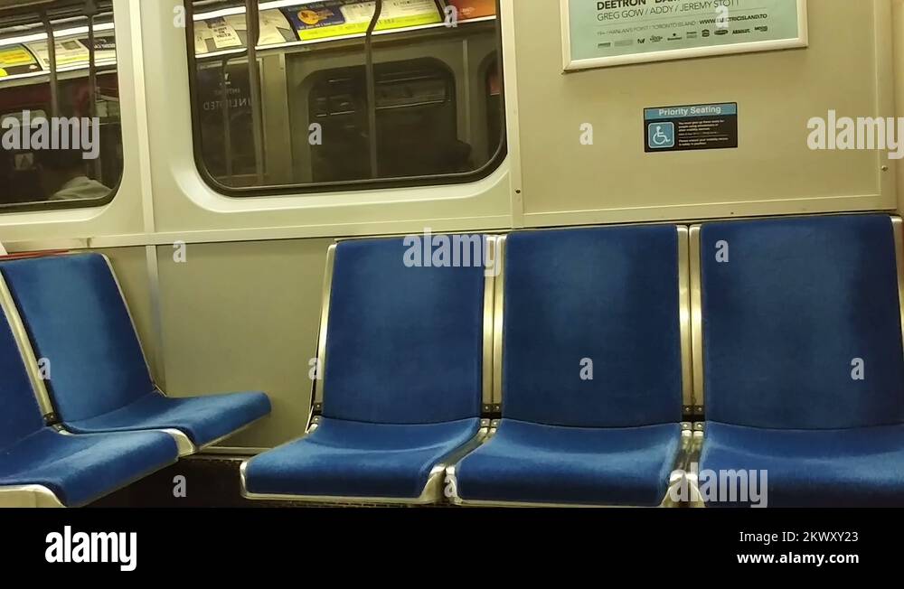 Scene inside a moving Toronto subway train Stock Video Footage - Alamy