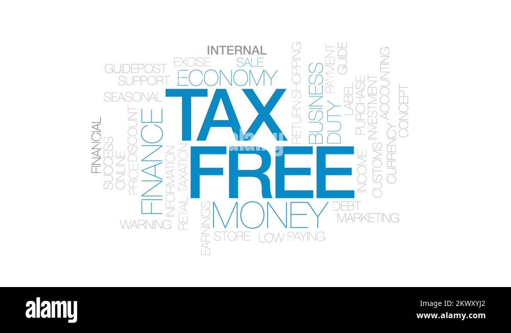Tax free animated word cloud, text design animation. Kinetic typography Stock Video Footage - Alamy
