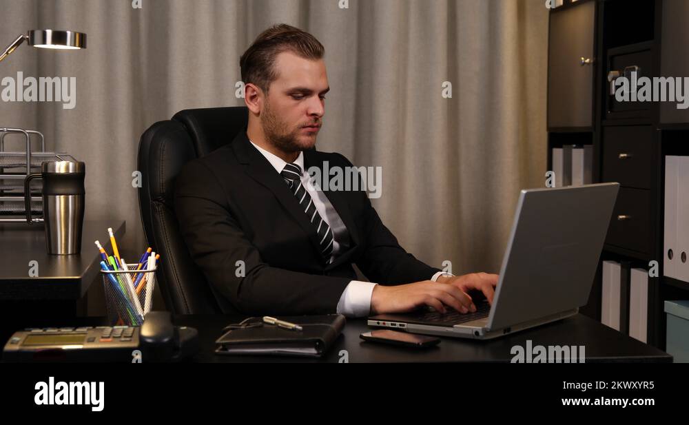 Upset Ceo Business Man Using Computer Laptop Receiving Bad News at ...