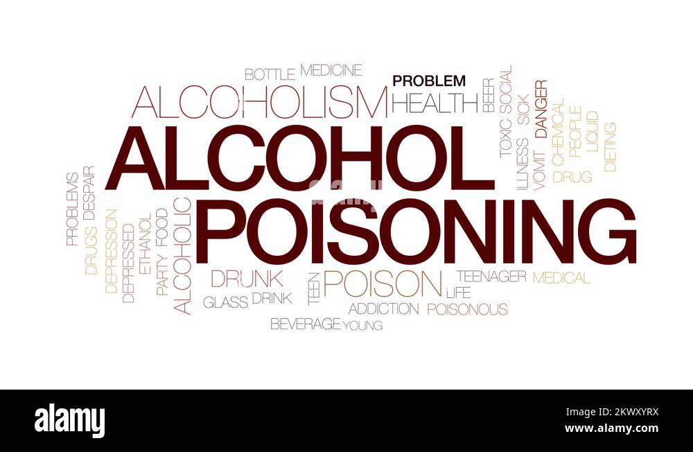 Alcohol poisoning animated word cloud, text design animation. Kinetic ...