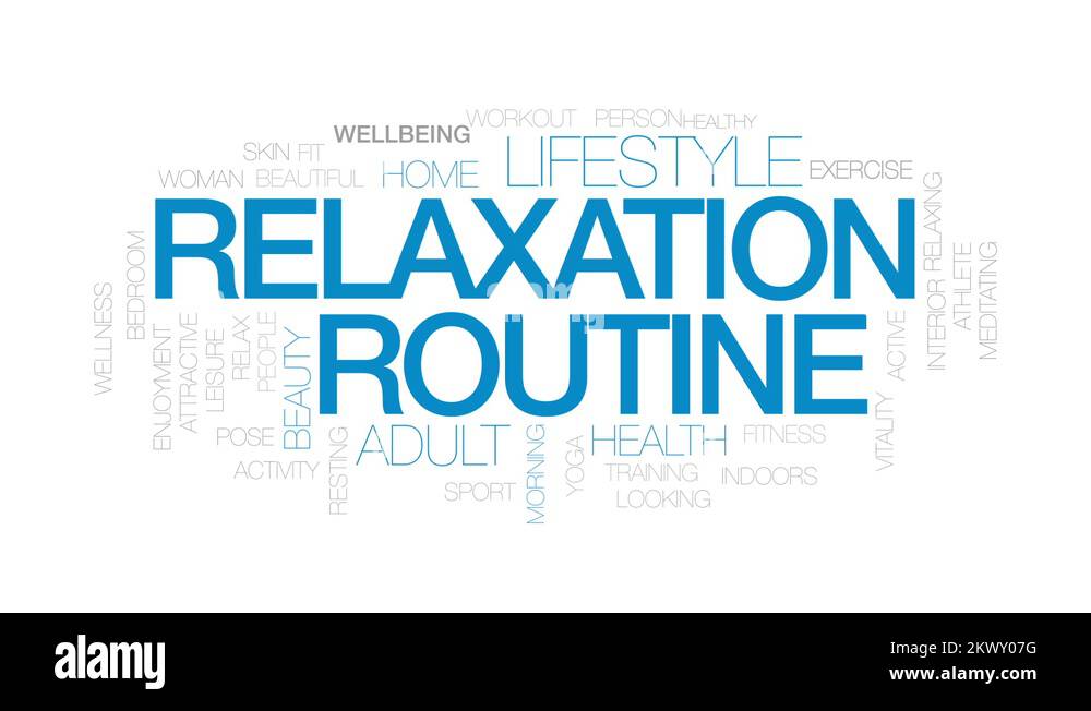 Relaxation routine animated word cloud, text design animation. Kinetic ...