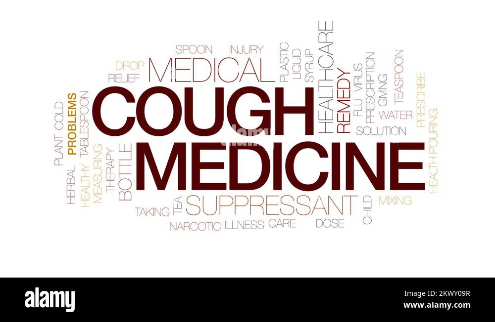 Cough medicine animated word cloud, text design animation. Kinetic ...