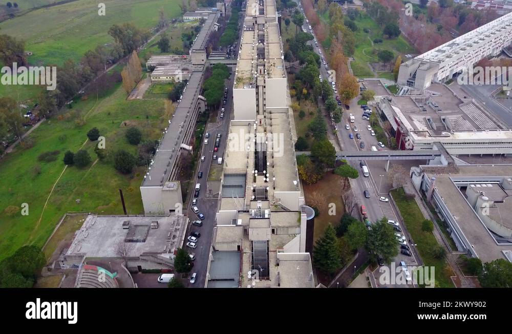 Suburban ghetto on the outskirts of the Italian capital, Aerial of a ...