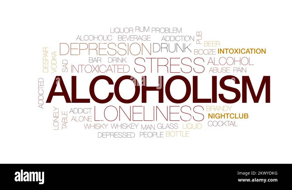 Alcoholism animated word cloud, text design animation. Kinetic ...