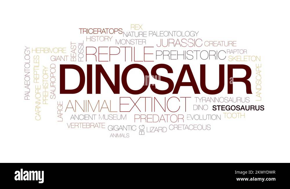 Dinosaur animated word cloud, text design animation. Kinetic typography ...