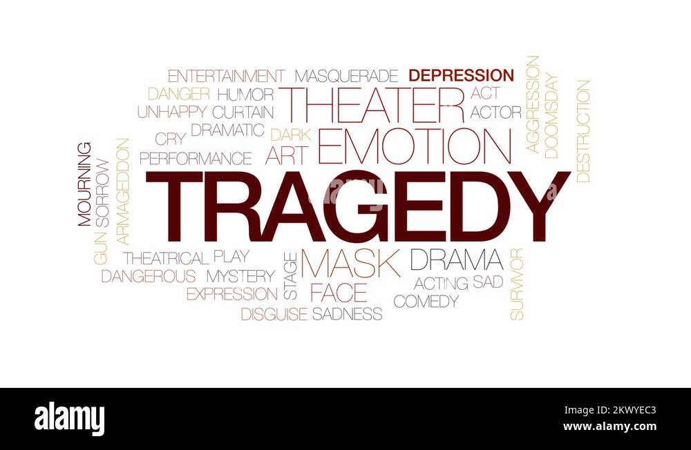 Tragedy animated word cloud, text design animation. Kinetic typography ...