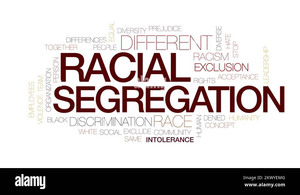 Racial segregation animated word cloud, text design animation. Kinetic ...