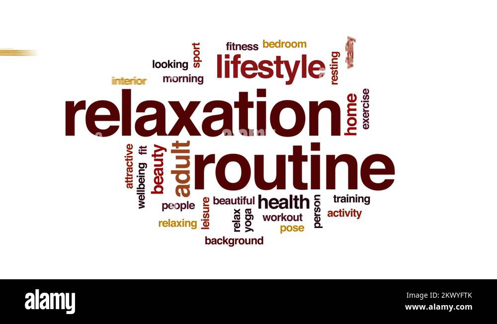 Relaxation routine animated word cloud, text design animation Stock ...