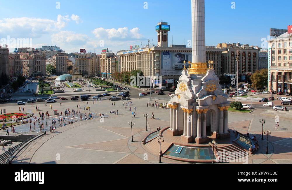 Independence square (Maidan Nezalezhnosti) in Kiev, Ukraine Stock Video ...
