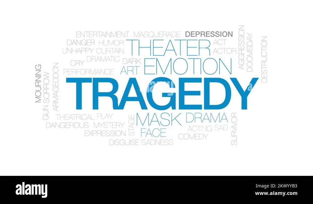Tragedy animated word cloud, text design animation. Kinetic typography ...