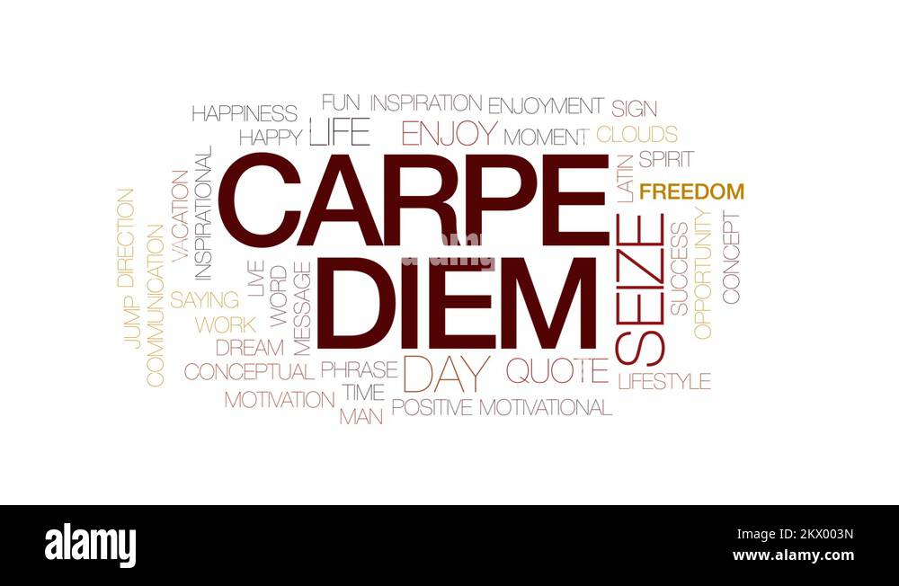 Carpe diem animated word cloud, text design animation. Kinetic ...