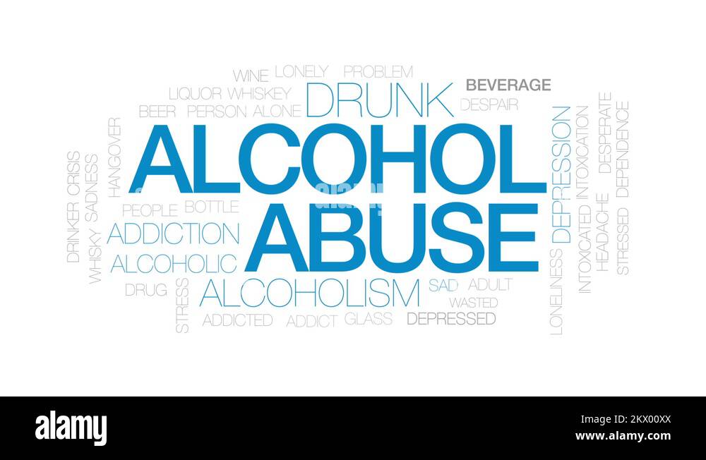 Alcohol abuse animated word cloud, text design animation. Kinetic ...