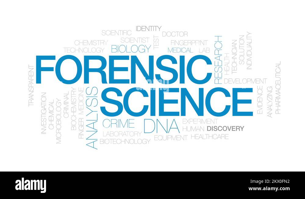 Forensic science animated word cloud, text design animation. Kinetic ...