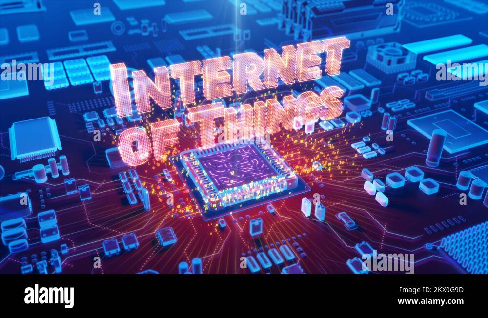 Abstract animation of Internet of Things text formed from a CPU Stock ...