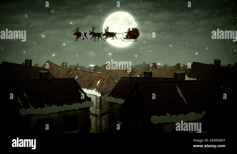 Santa and sleigh flying over house Stock Videos & Footage - HD and 4K ...
