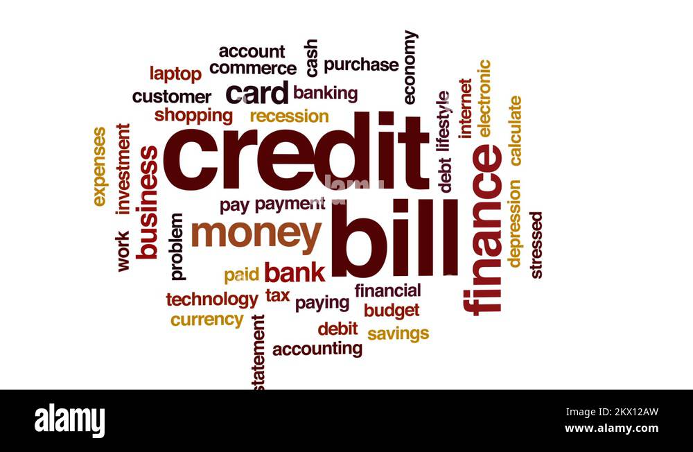 Credit bill animated word cloud, text design animation Stock Video ...