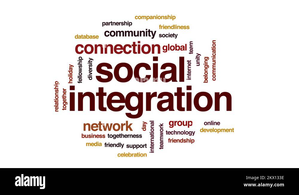 Social integration animated word cloud, text design animation Stock ...
