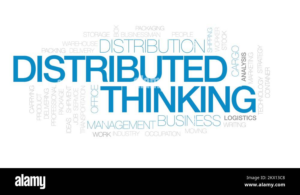 Distributed thinking animated word cloud, text design animation ...