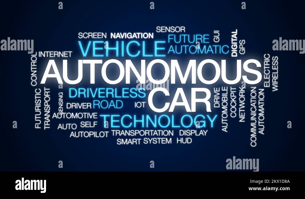 Autonomous car animated word cloud, text design animation Stock Video ...