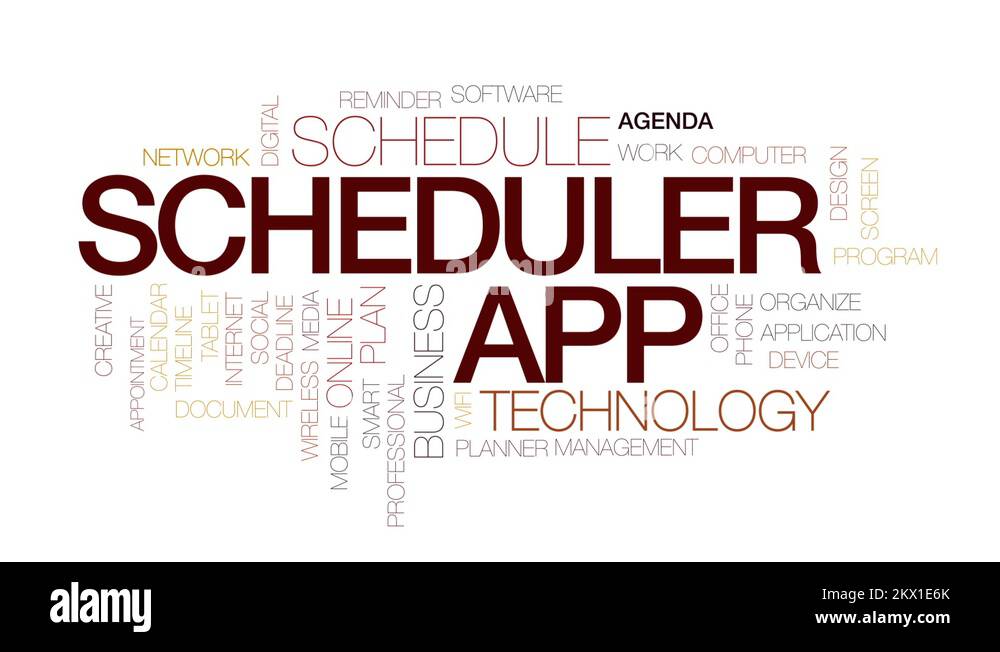 Scheduler app animated word cloud, text design animation. Kinetic ...