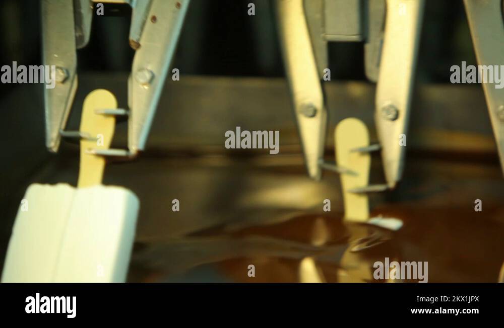 Automatic Modern Equipment At Work During Ice-Cream Production. Food ...