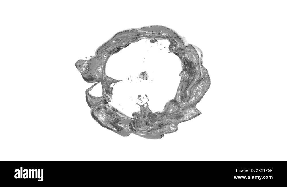 ring of liquid metal transforms into drop - on white, + alpha (FULL HD ...