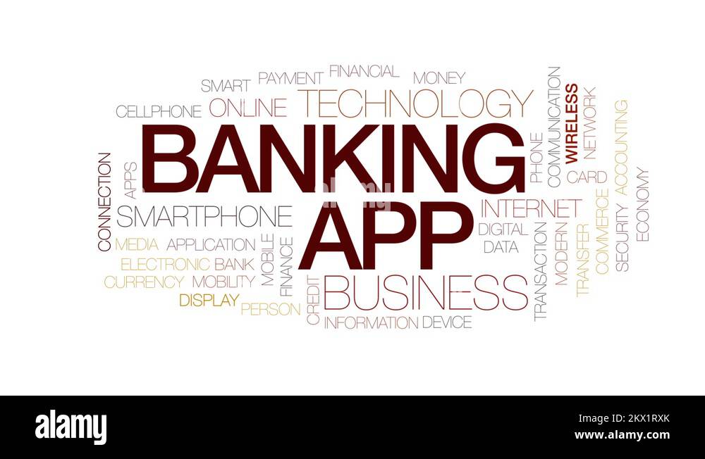 Banking app animated word cloud, text design animation. Kinetic ...