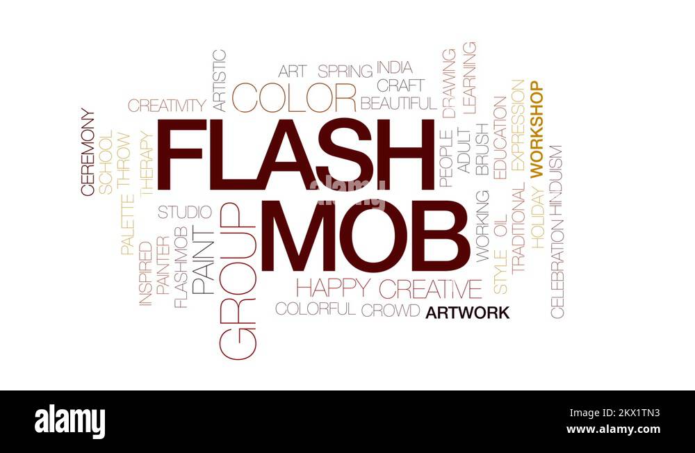 Flash mob animated word cloud, text design animation. Kinetic ...
