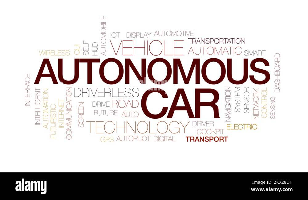 Autonomous car animated word cloud, text design animation. Kinetic ...