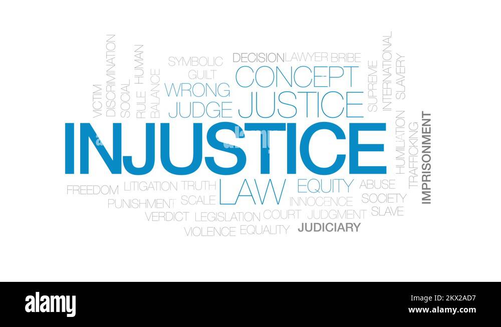 Injustice animated word cloud, text design animation. Kinetic ...