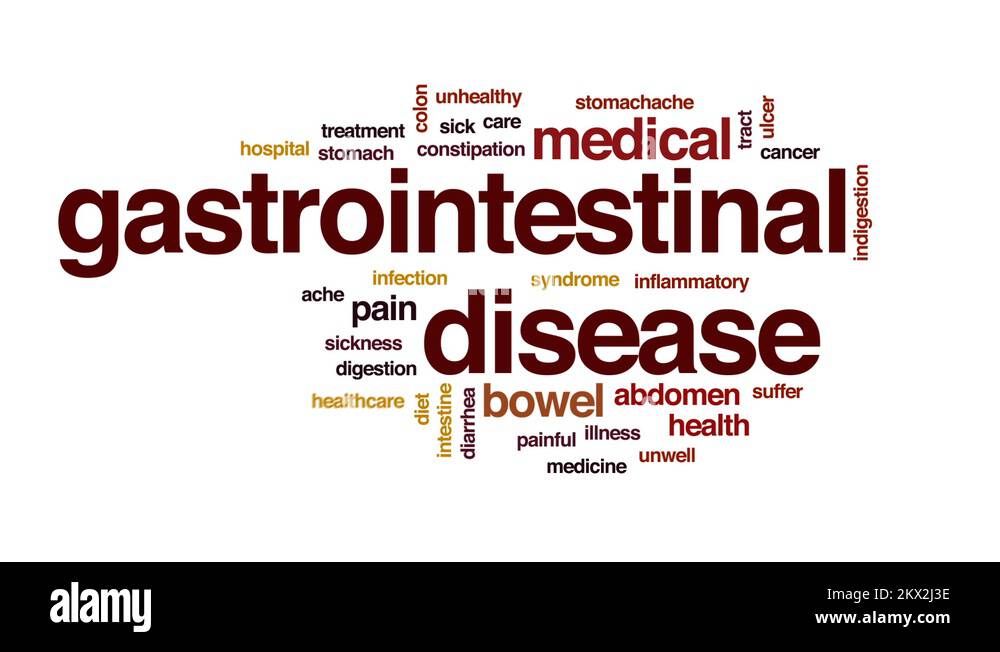 Gastrointestinal disease animated word cloud, text design animation ...