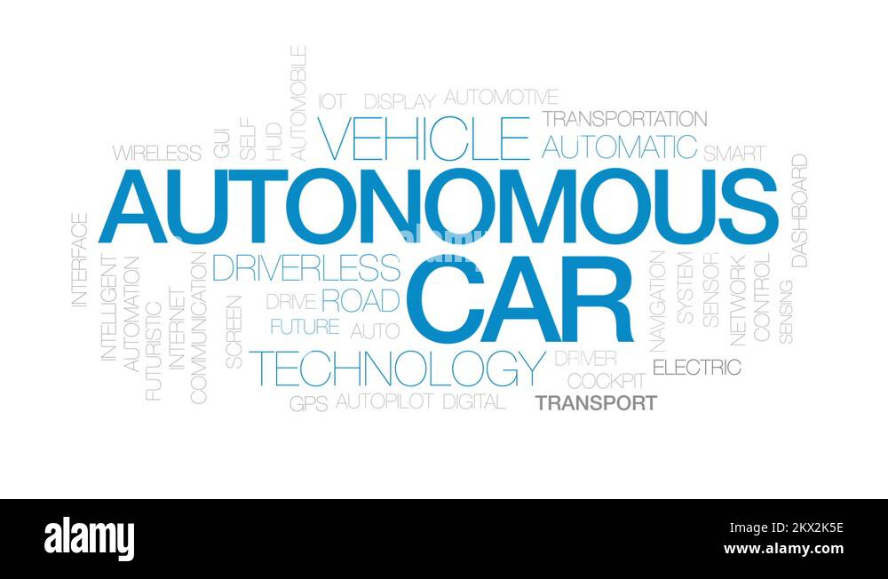 Autonomous car animated word cloud, text design animation. Kinetic ...