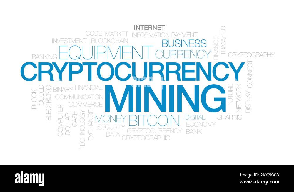 Cryptocurrency mining animated word cloud, text design animation ...