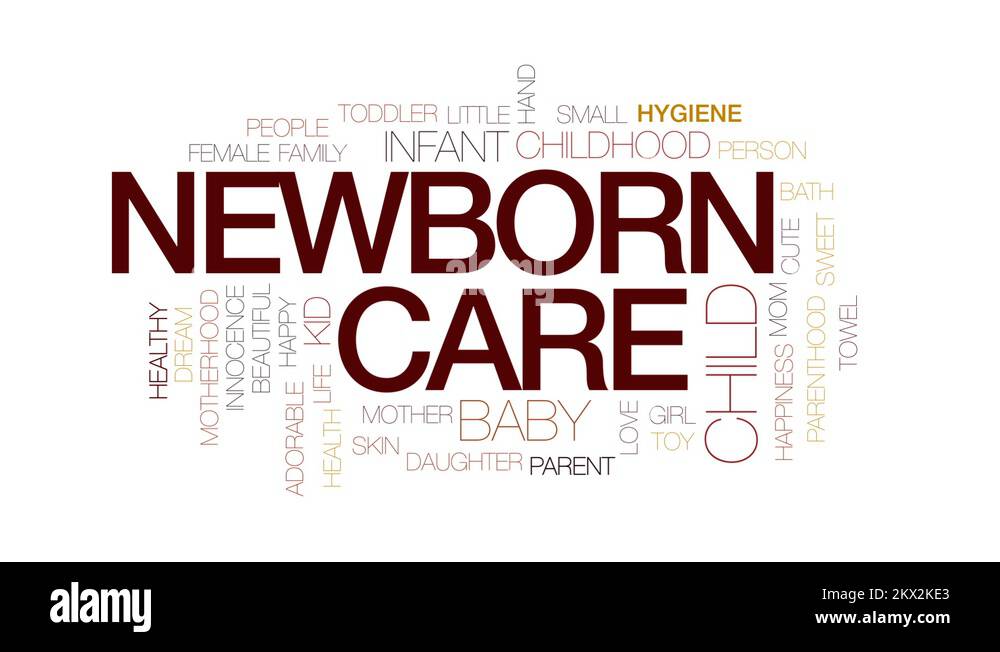 Newborn care animated word cloud, text design animation. Kinetic ...
