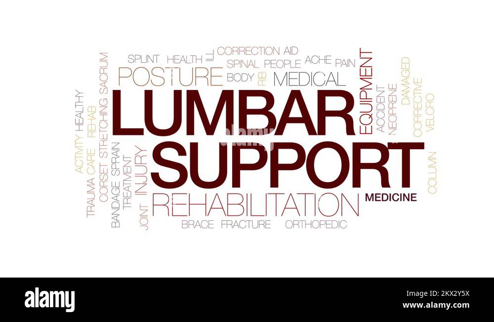 Lumbar support animated word cloud, text design animation. Kinetic ...