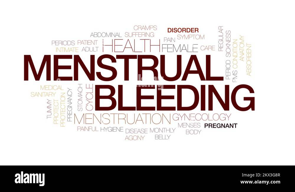 Menstrual bleeding animated word cloud, text design animation. Kinetic ...