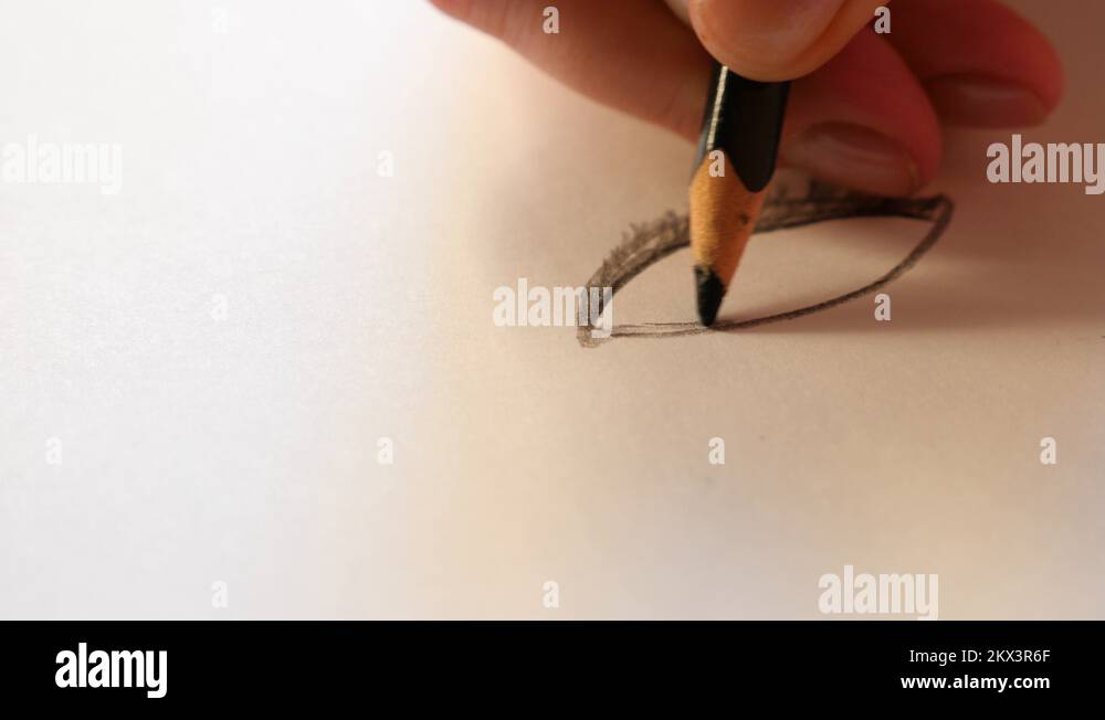 Artists draw a human pencil with a wooden pencil. 4k, slow motion ...