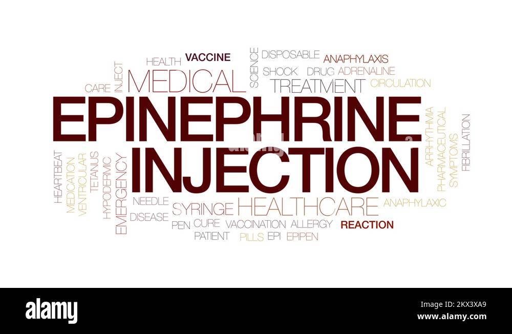 Epinephrine injection animated word cloud, text design animation ...