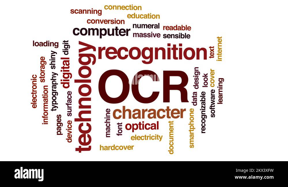 OCR animated word cloud, text design animation Stock Video Footage - Alamy