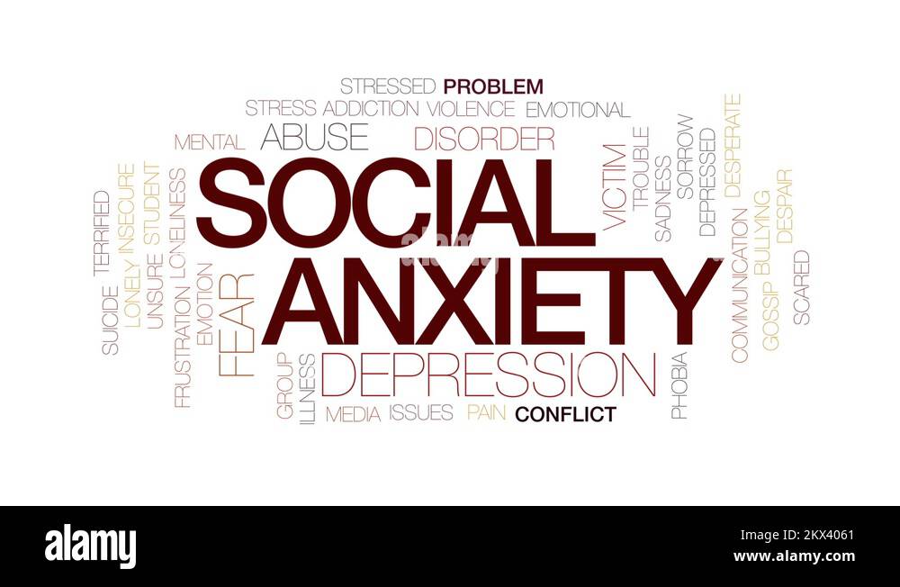 Social anxiety animated word cloud, text design animation. Kinetic ...