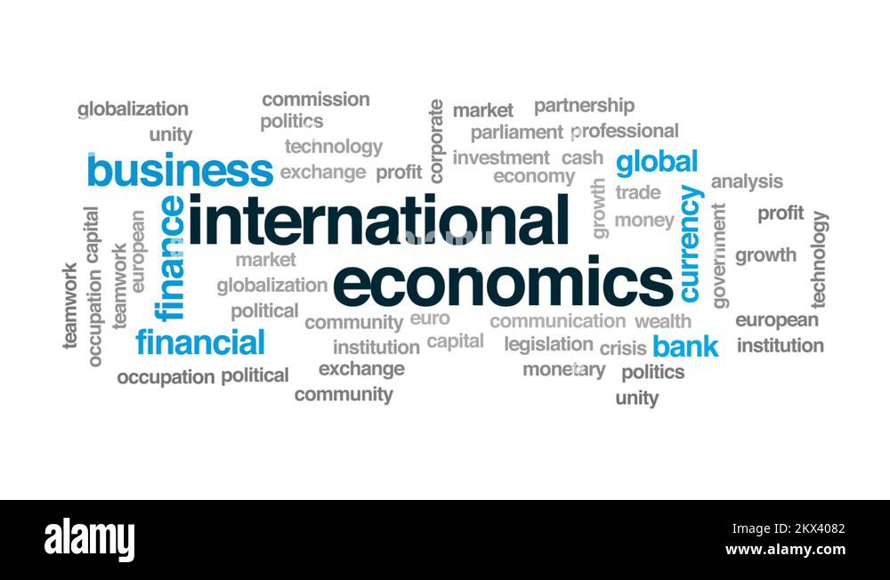 International economics animated word cloud, text design animation ...