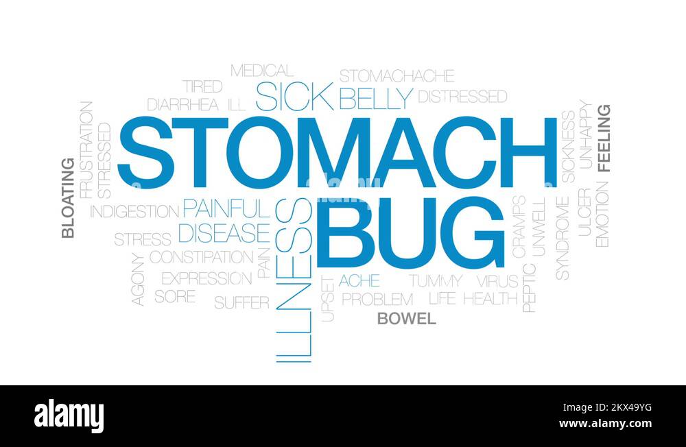 Stomach bug animated word cloud, text design animation. Kinetic ...