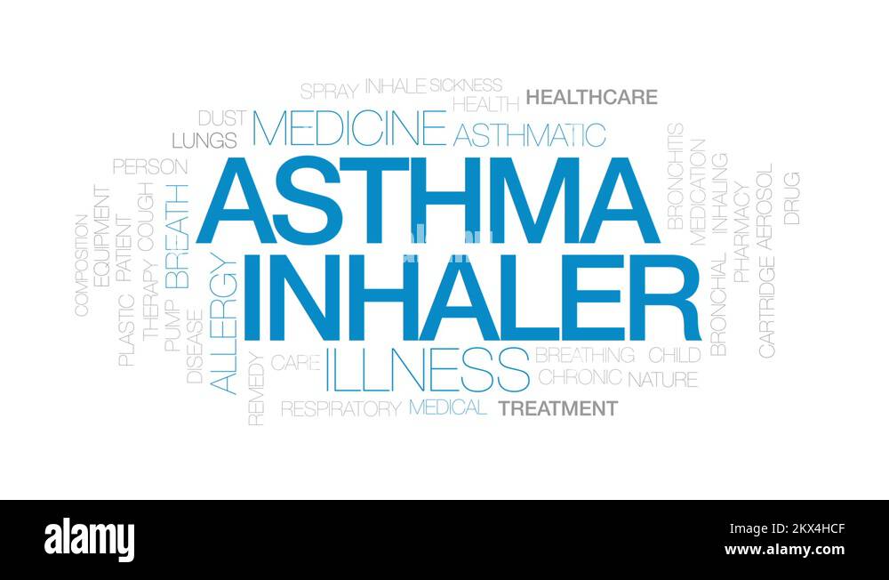 Asthma inhaler animated word cloud, text design animation. Kinetic ...