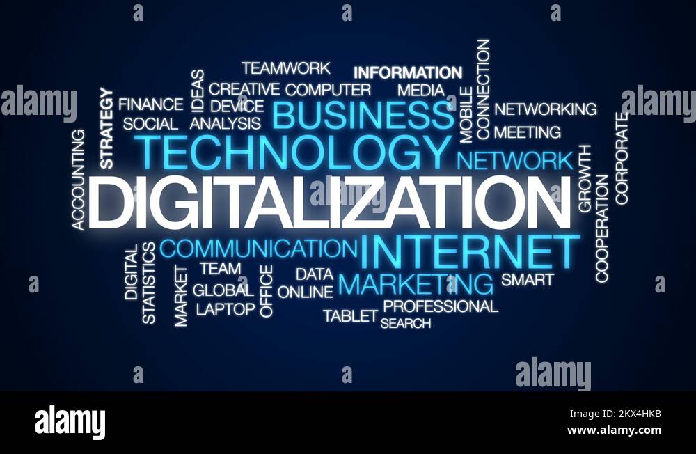 Digitalization animated word cloud, text design animation Stock Video ...