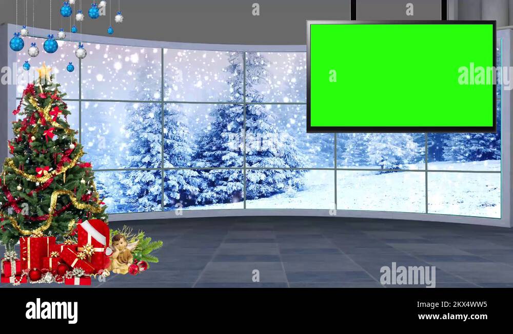 HD Christmas TV Virtual Studio Green Screen Background blue colour ...