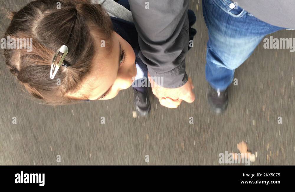 Pov Of Father Walks Daughter To School Stock Video Footage Alamy
