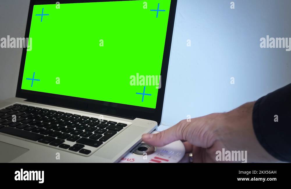 Man Installs Computer Virus, Hacking Green Screen Laptop Stock Video ...