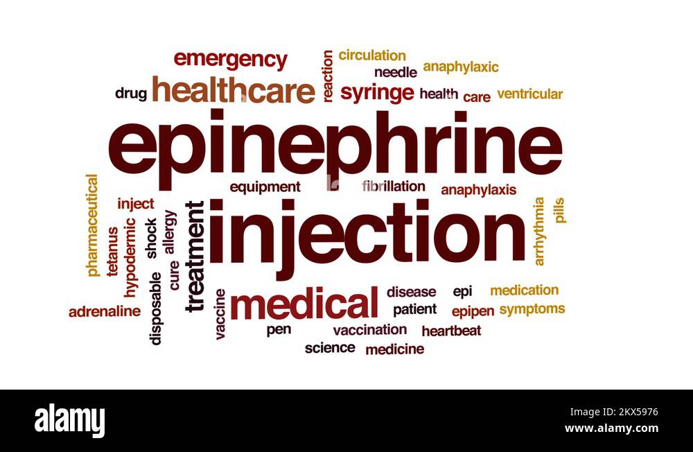 Epinephrine injection animated word cloud, text design animation Stock ...
