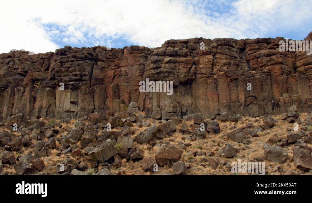 Rocky basalt column erosion cliffs broken drive wide Steens Mountain ...