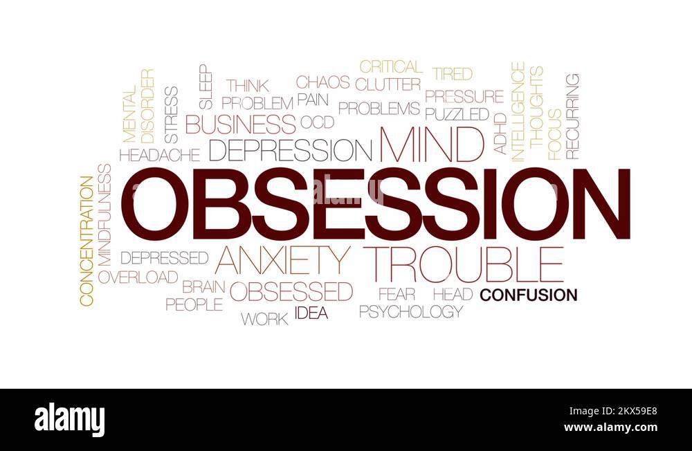 Obsession animated word cloud, text design animation. Kinetic ...